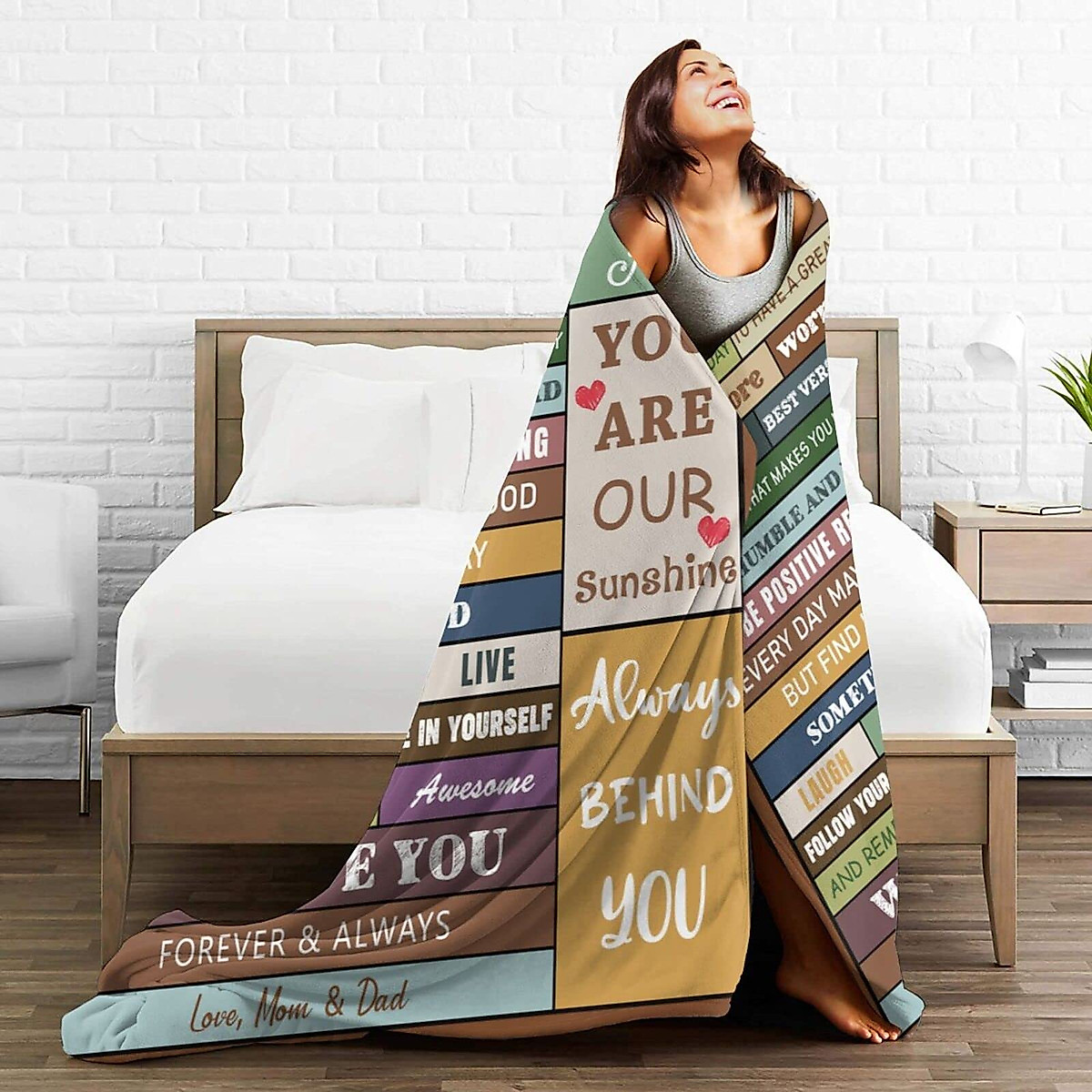 HAXOILO to My Daughter Blanket from Mom Dad Flannel Throw Blankets for Couch Bedroom Sofa Warm Girl Birthday Gifts 50x60in