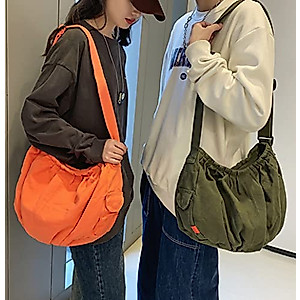 Canvas Shoulder Bags for Women Trendy Messenger Bag Cute Large Purse College Hobo Crossbody Bag (Orange)