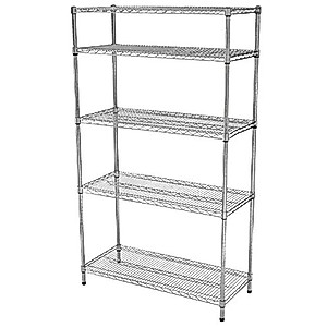 Simple Deluxe Heavy Duty 5-Shelf Shelving Unit, 35" D x 18"W x 70" H, 35 x 18 x 70‘’, Chrome