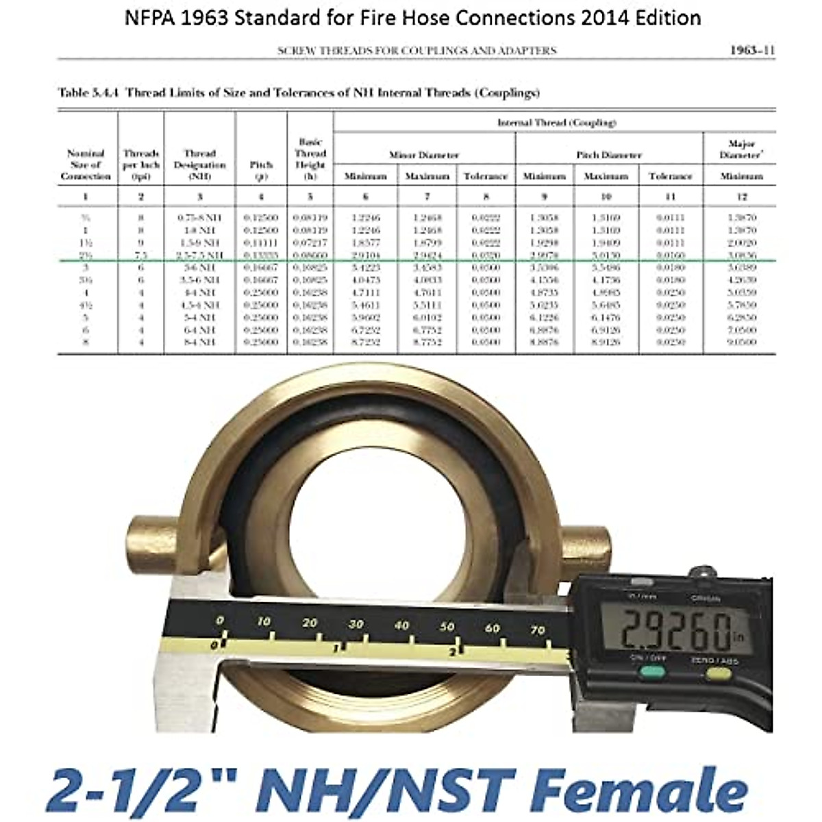 Happy Tree 2-1/2" NST (NH) Female x 3/4" GHT Male Brass Fire Hydrant Adapter with Pin Lug Brass Fire Equipment Brass Hydrant to Garden Hose Adapter