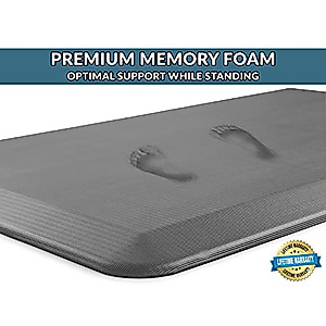 ComfiLife Anti Fatigue Floor Mat – 3/4 Inch Thick Perfect Kitchen Mat, Standing Desk Mat – Comfort at Home, Office, Garage – Durable – Stain Resistant – Non-Slip Bottom (20" x 39", Charcoal)
