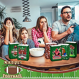 Outus 24 Pcs Football Party Favor Bags with Handles Football Paper Goodie Bags Sports Gift Candy Treat Bags Football Theme Party Decorations for Birthday Party Baby Showers Supplies
