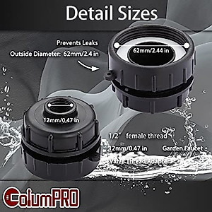 ColumPRO 275 330 Gallon IBC Tote Tank Adapter 2.44" Fine Thread+ Lead-Free Water Shut-Off Valve Faucet (Adapter2.44" Fine Thread Tote Valve )