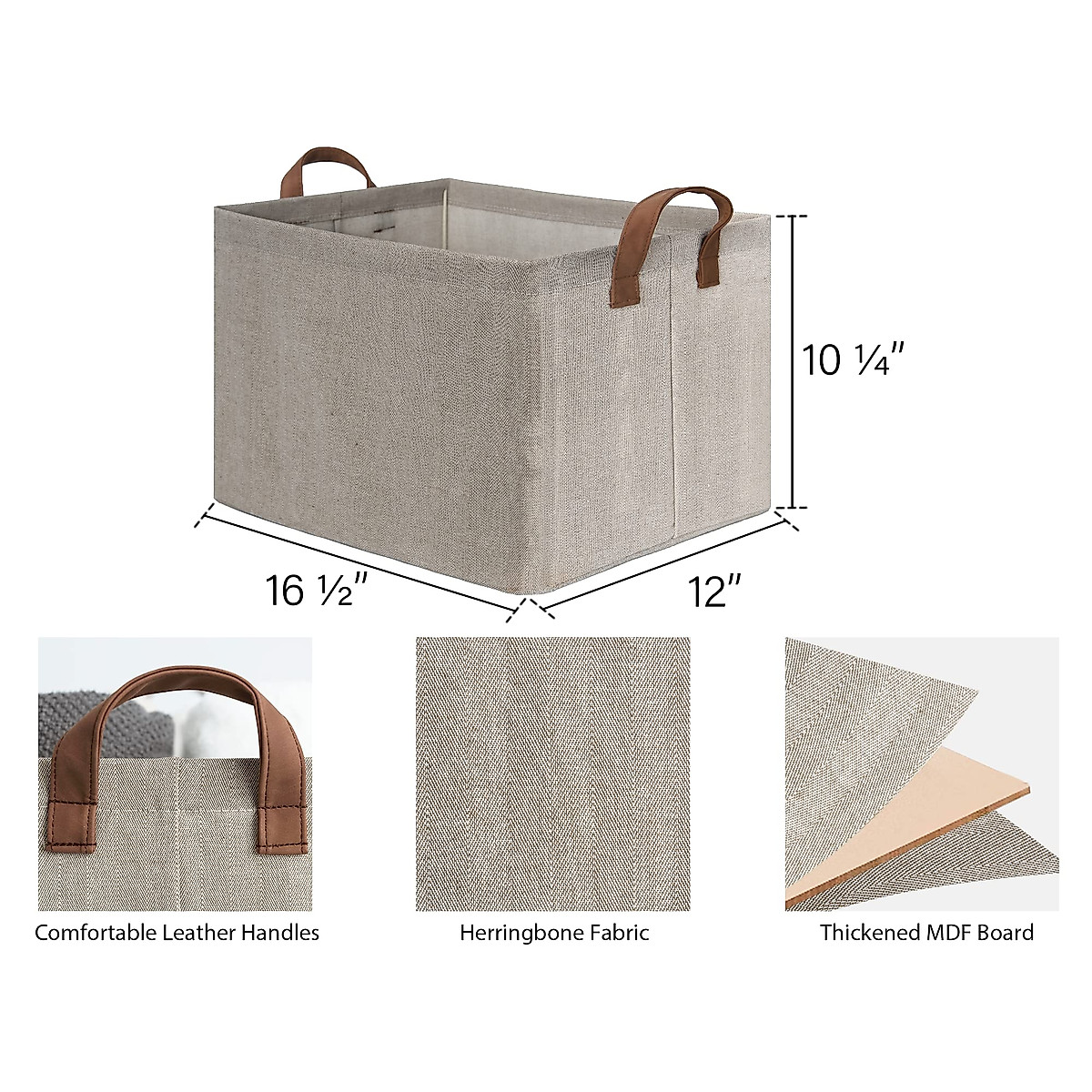 StorageWorks Storage Baskets for Shelves with Metal Frame, Organizing Basket, Shelf Baskets, Brown and Beige, 4-Pack