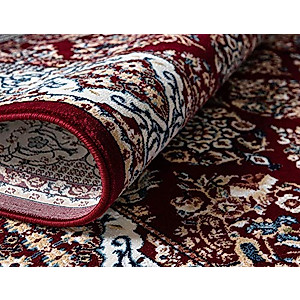 Unique Loom Narenj Collection Classic Traditional Textured Repeat Design Area Rug, 5' 0" x 8' 0", Burgundy/Tan