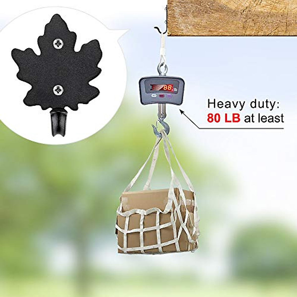 SELEWARE Decorative Wall Hooks, 4Pcs Metal Coat Hooks for Hanging Cloth Towel Robe Hat Bag Key, Heavy Duty Utility Hooks for Bath Kitchen Garage Indoor Outdoor Single Hanger, Black Maple Leaf Hooks