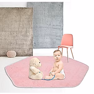 LimitlessFunN Baby Play Mat 55"x53" Plush Hexagon Rug for Hexagon Princess Tent, Room Carpet, Nursery Mat, Decoration Pad, Pink
