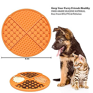 Bangp Licking Mat for Dogs and Cats,Dog Slow Feeders,Boredom Anxiety Reduction,Heavy-Duty Puzzle Mat Dog Treat Mat with Unique Quadrant Design,Perfect for Yogurt,Treats or Peanut Butter(Orange)