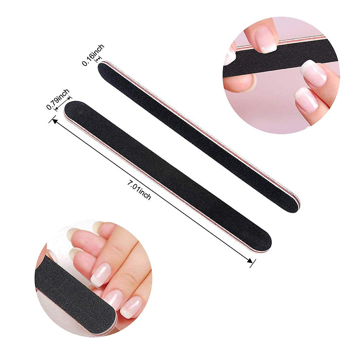 12Pcs Coarse Nail File Set Professional, Emery Boards for Nails 100/180 Grit, Heavy Duty Nail Files for Acrylic/Gel/Natural Nails, Large Nail Filer for Home and Salon Use