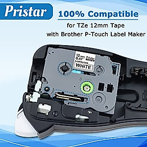 Pristar PS100E Label Maker with 7 Tapes 12mm 0.47 Laminated White, Handheld Labeler with Keyboard, Easy to Use for Tze 3.5-12mm Tapes, Multiple Line Labeling, Home Office Industrial Label Machine