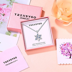 Jewish Necklace For Women Star Of David Tree Life Sterling Silver Cubic Zirconia Hannukah Judaism Judaica Yahuah Mezuzah Chai Hebrew Spiritual Birthday Jewelry Mom Mother Day Valentine Christmas Gifts