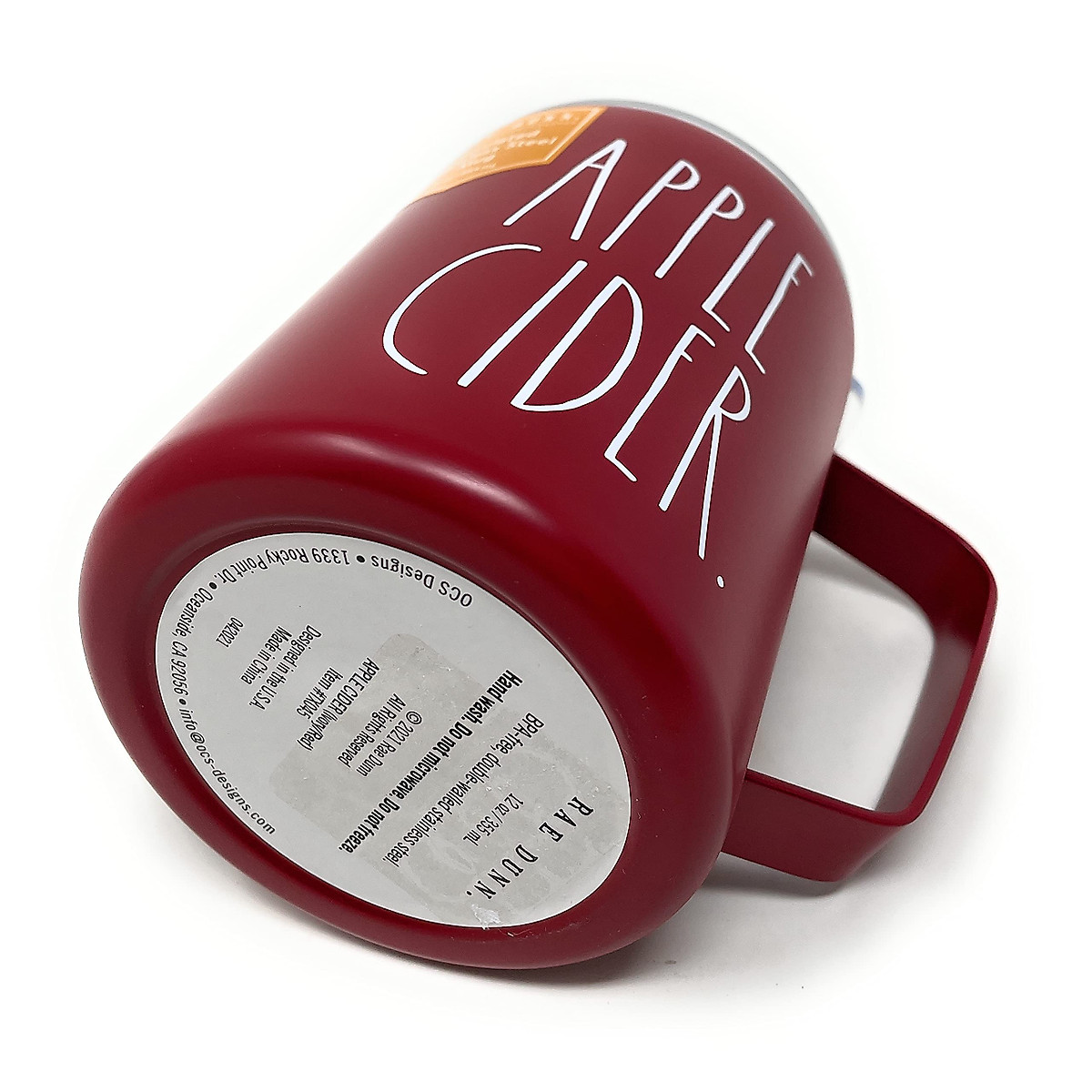 Rae Dunn APPLE CIDER 12 Ounce Maroon Red Color Insulated Stainless Steel Cup Mug With Clear Lid