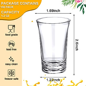 Zubebe 150 Pcs 1.2oz Shot Glass Bulk Set with Thickened Base Acrylic Clear Shot Glasses Plastic Round Small Shot Glasses Bulk for Party