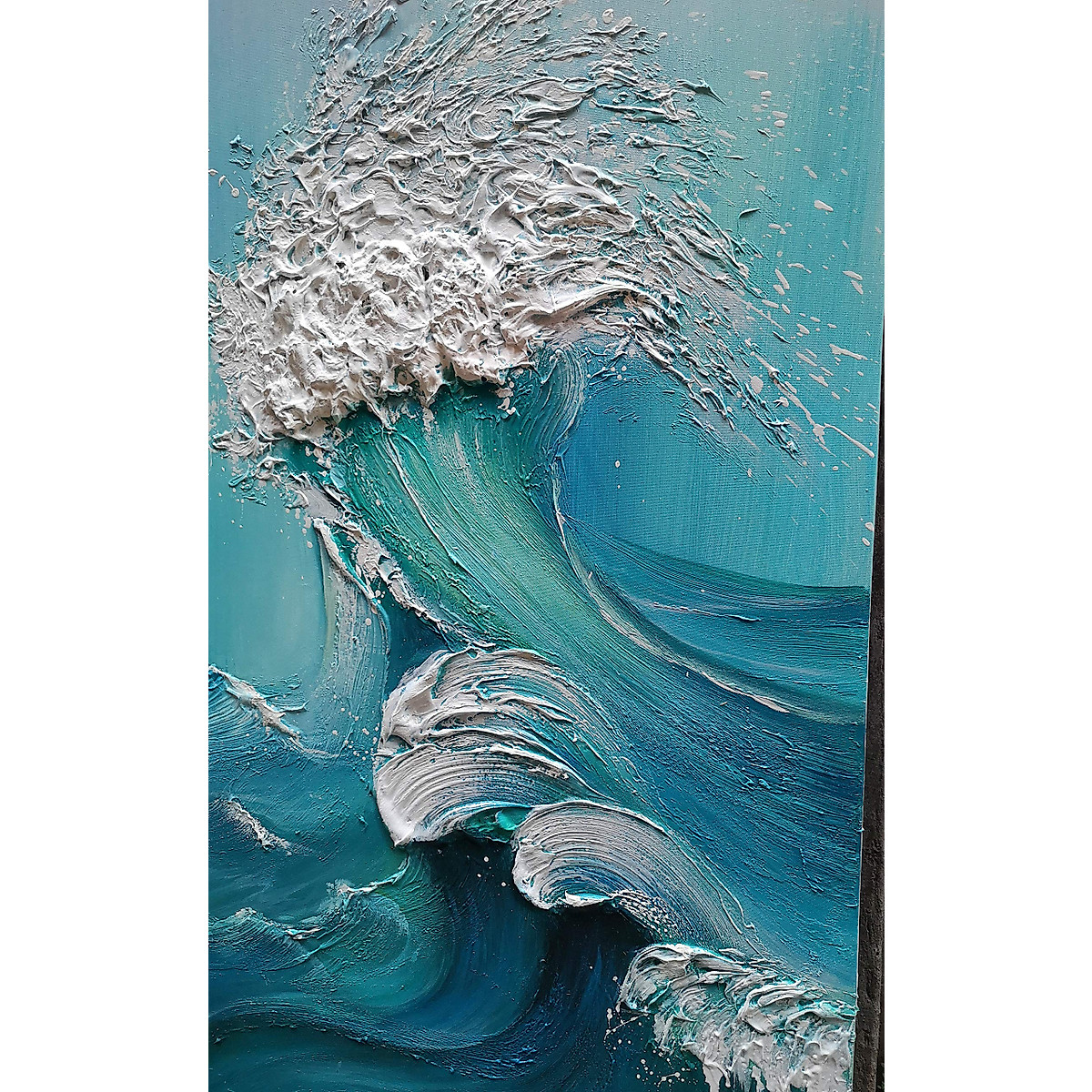 YaSheng Art - sea landscapes Abstract Oil Painting,Oil Painting on Canvas Texture Blue Ocean scenery Oil Painting Hand-Painted Abstract Artwork Pictures Canvas Wall Art Paintings 24x48inch