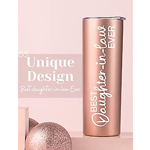 Onebttl Daughter in Law Gifts, Gifts for Daughter-in-Law on Christmas, Mother's Day, 20oz Stainless Steel Skinny Tumbler with Lid Straw - Best Daughter-in-law Ever