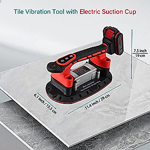 Tile Vibration Tool with Electric Vacuum Suction Cup, 21V 15000mAh Hand-held Tile Vibrant Tools, 6 Speeds Adjustable Tile Installation Machine (Two Batteries, 28000r/min)