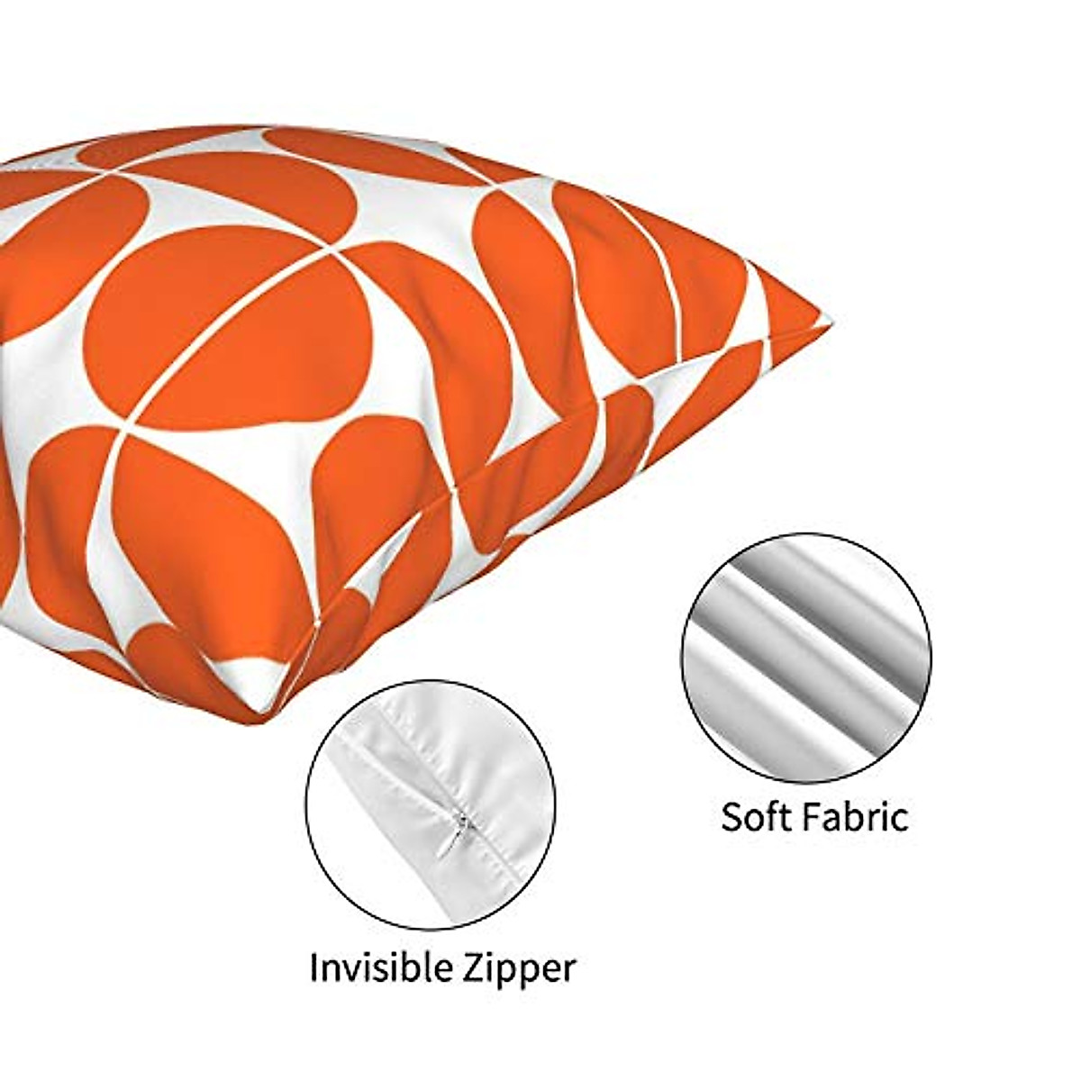 Vazzio Mid Century Modern Orange Throw Pillow Covers,Geometric Pattern Decorative Pillowcase Double Side Print Cushion Covers for Sofa Couch Bed 18x18 Inches,Set of 2