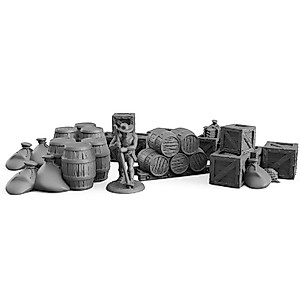 Port Ships Cargo Piles DND Terrain 28mm for Dungeons and Dragons, D&D, Pathfinder, Warhammer 40k, RPG, Miniatures, Age of Sigmar, Tabletop, D and D, Dungeons and Dragons Gifts