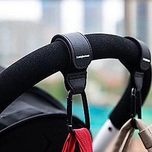 （4-Pack）Baby Stroller Hooks Clip or Hanging Diaper Bag Universal Hooks Accessories for Stroller and Car or Shopping Cart (Black and Brown)