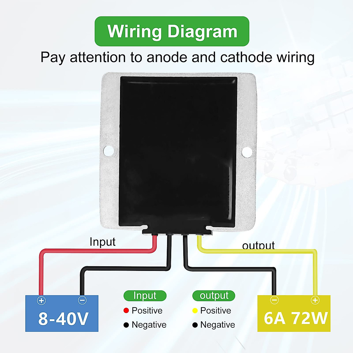 DC Buck Converter 8v-40v to 12V 6a 72W Automatic Buck Boost Power Converter Regulator Waterproof Module Transformer for Golf cart
