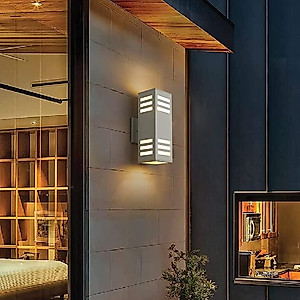 harriet Outdoor Wall Lights, Modern Outdoor Wall Sconces Aluminum Waterproof, 13" Rectangular Porch Light Up and Down Lighting for Outdoor Wall Mount, White