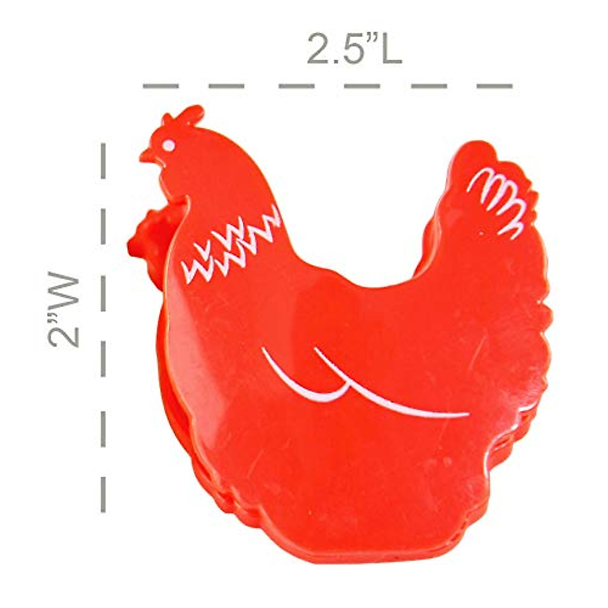 HOME-X Chicken-Shaped Bag Clips for Chips, Food Bags, Kitchen and Laundry, 2.5” L x 2” W, Set of 3