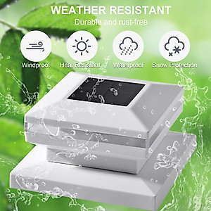 Dynaming 6 Pack Solar Post Lights, Outdoor Decorative Post Cap Light, Solar Powered White Shell Caps, Brightness Warm White LED Lighting for Fence Deck Patio, Fit 4x4, 5x5 or 6x6 Vinyl/Wooden Posts