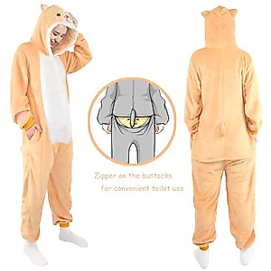 U-ParBoo Corgi Onesie Adult, Corgi Costumes Unisex Adult Onesie Pajamas Animal One Piece Halloween Costume Flannel Sleepwear Corgi L