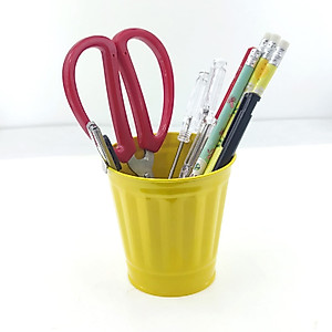 AITING Mini Trash can & Iron Garbage can Pencil Cup Holder 2pcs (Yellow)