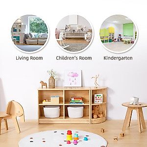 OOOK Rubber Wood Corner Cabinet, 2-Tier Toy Organizers and Storage, Montessori Shelf for Kids Room, Playroom, Nursery, Classroom, Kindergarten