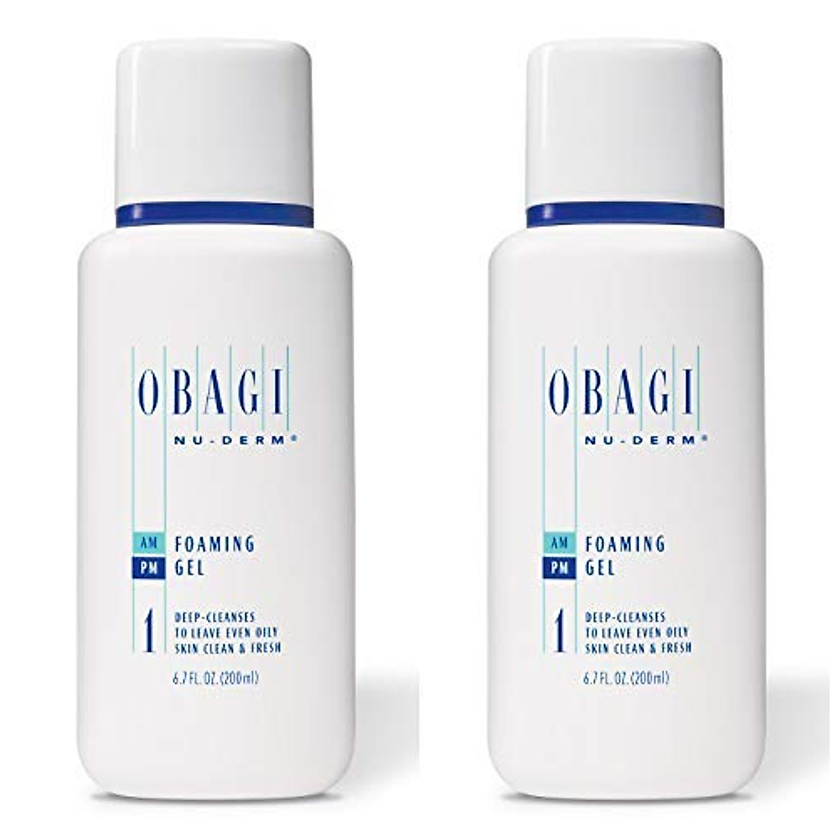 Obagi Nu-Derm Foaming Gel, Soothing Formula Made with Aloe–Foaming Daily Facial Cleanser Deep Cleanses and Removes Makeup and Dirt to Leave Normal to Oily Skin Clean and Fresh, 6.7-FL, Oz. Pack-of-2