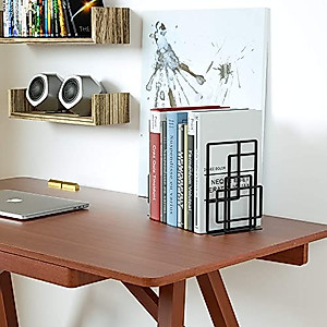 SRIWATANA Book Ends Heavy Duty, Decorative Black Bookends for Shelves, Window Lattice Design