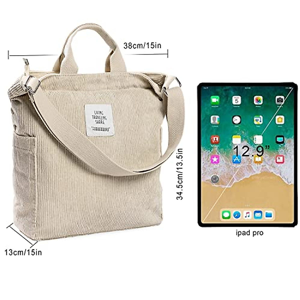 WantGor Large Tote Bag for Woman, Women's Crossbody Shoulder Handbags Big Capacity Shopping Bag (Beige)