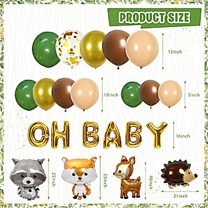 Mpanwen Woodland Baby Shower Decorations, 150 Pcs Boy & Girl Gender Neutral Forest Animal Decor for Showers & Birthdays with Banners Cupcakes Wrappers Balloons Backdrop Tablecloth Centerpieces
