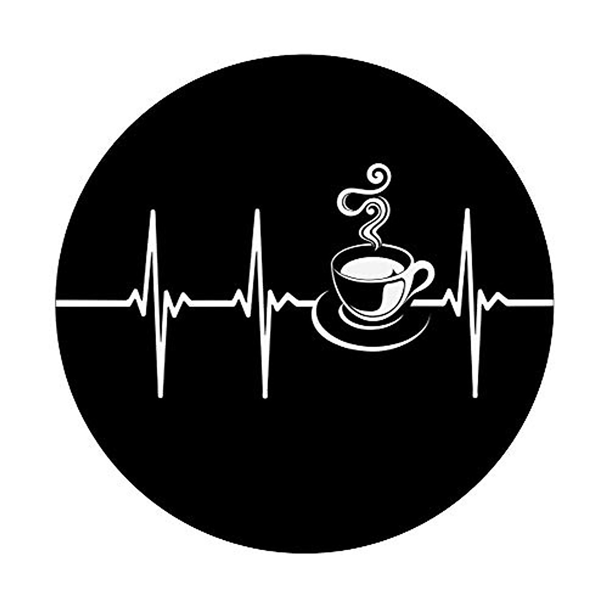 Coffee Lover Cup of Coffee Heartbeat EKG PopSockets PopGrip: Swappable Grip for Phones & Tablets