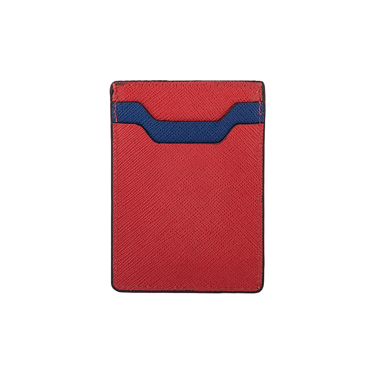 Zinda Genuine Leathers Slim Wallet Card Holder RFID Protection (Red/Blue)