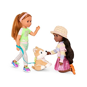 Glitter Girls – Let's Go for a Run Dog Walking Outfit with Leash, Collar, and Hair Band – 14-inch Doll Clothes and Accessories for Kids Ages 3 and Up