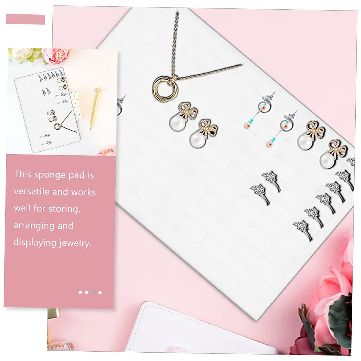 TIDTALEO 10pcs Jewelry Box Pad Velvet Choker Ring Display Holder Drawer Tray Jewelry Display Sponge Pad Ear Stud Holder Ring Foam Insert Jewelry Sponge Insert Holder Jewelry Supply White