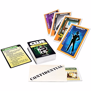 Clue Suspect Card Game - All The Fun of Clue - in Minutes!, Portable Card Game Edition of the Mystery Game Clue, for 3 to 4 Players, Ages 8+