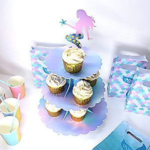 Mermaid Party Supplies 3 Tiers Cupcake Stand Birthday Baby Shower Party Favors Table Decor Cake Display