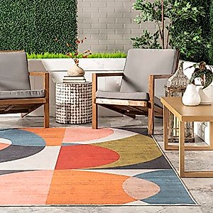 nuLOOM Lizzy Modern Machine Washable Indoor/Outdoor Area Rug, 8' x 10', Multicolor