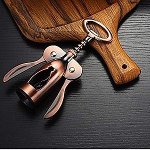 OBALY Wing Corkscrew， Wine Bottle Opener Set of 3 Pieces, Equipped with Bronze Multi-Functional Bottle Opener, Wine Stopper and a Foil Cutter