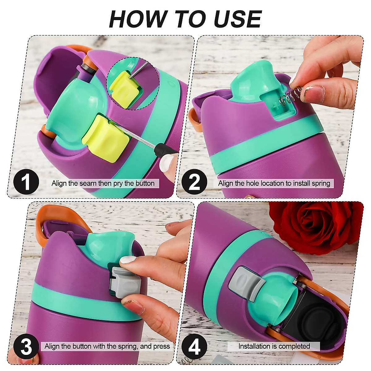 PEUTIER 2pcs Replacement Button Compatible with Owala FreeSip 24oz 32oz, BPA-Free Water Bottle Lid Mouth Push Button Switch Replacement Parts for Owala 16/19/24/32/40oz Bottle Accessories, Grey