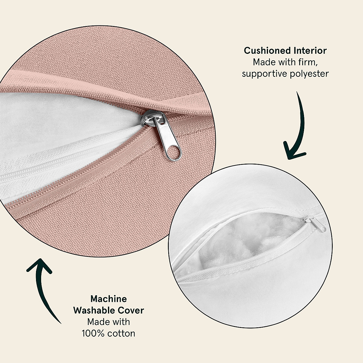 Retrospec Sequoia Yoga Bolster Pillow - Meditation Cushion for Yoga Practices - Includes Machine Washable 100% Cotton Cover & Durable Carry Handle; Round, Blush