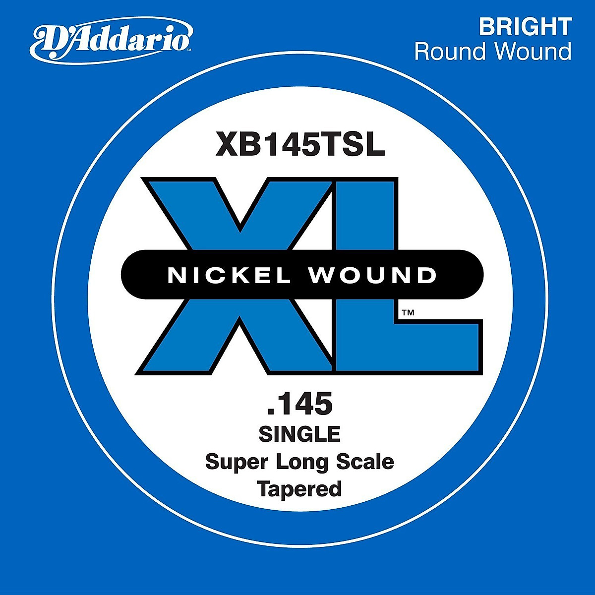 D'Addario XB145TSL Nickel Wound Bass Guitar Single String, Super Long Scale Tapered