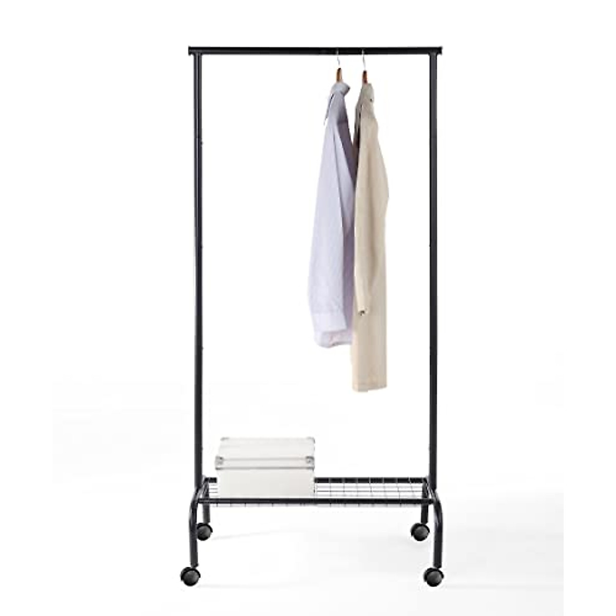 SunnyPoint Durable Compact Rolling Garment Rack with Shelf (GR-1TC, BLK)