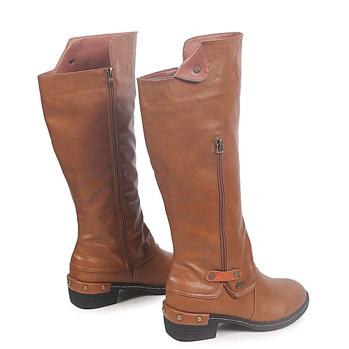 XHLEMON Women Vintage Victorian Gothic Mid Calf Height Boots Casual Lace up Thick High Heels Booties Winter Warm Shoes