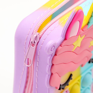 Unicorn Pop Purse for Girls Silicone Kids Bag Shoulder Toy Bubble Popper Lovely Sensory Stress Relief Students