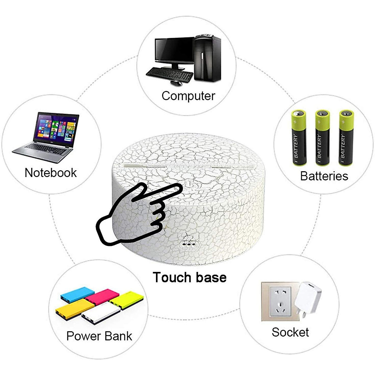 XXMANX Boys Toys Night Light for Kids, 3D Illusion Lamp Touch Control Dynamic Colors Changing with 3 Pattern Kids Toys Christmas Gifts for Men Boys