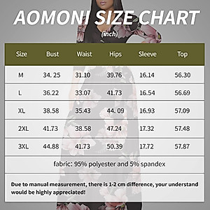 AOMONI Women's Maxi Floral Print Casual 3/4 Sleeve V-Neck Wrap Tie Waist Long Dress Pink Large